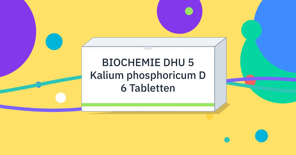 Symbolbild: Packung mit der Aufschrift BIOCHEMIE DHU 5 Kalium phosphoricum D 6 Tabletten (PZN 18182591) – Verfügbarkeit und Bezug in Apotheken in Frankfurt am Main
