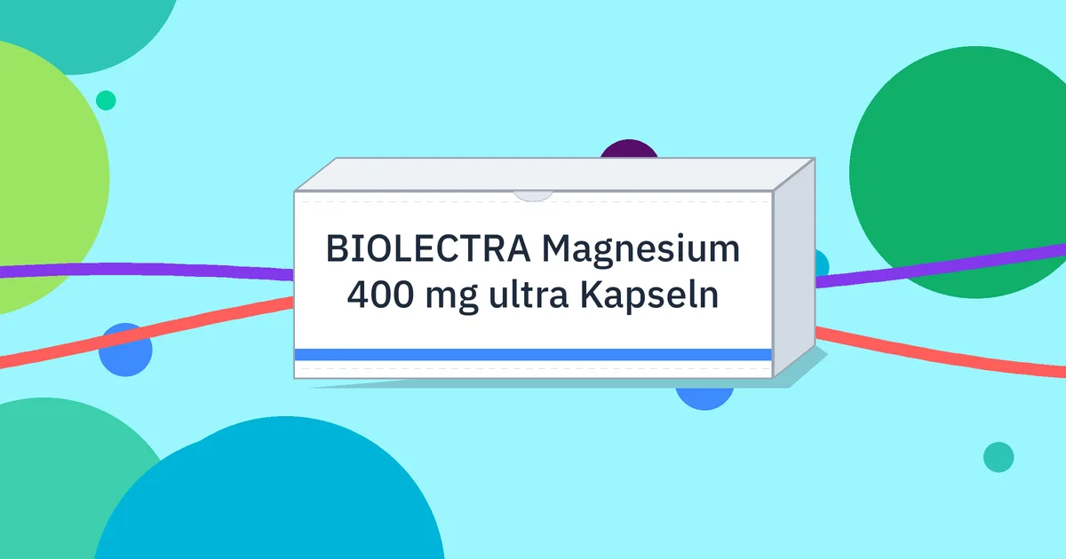 Symbolbild: Packung mit der Aufschrift BIOLECTRA Magnesium 400 mg ultra Kapseln (PZN 10043631) – Verfügbarkeit und Bezug in Apotheken in Frankfurt am Main