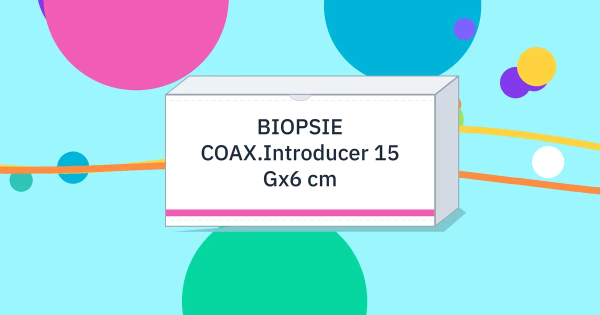 Symbolbild: Packung mit der Aufschrift BIOPSIE COAX.Introducer 15 Gx6 cm (PZN 18763810) – Verfügbarkeit und Bezug in Apotheken in Frankfurt am Main