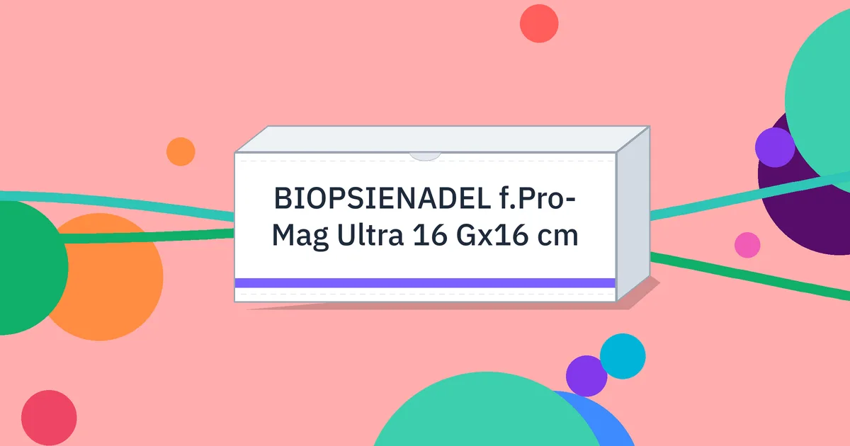 Symbolbild: Packung mit der Aufschrift BIOPSIENADEL f.Pro-Mag Ultra 16 Gx16 cm (PZN 07566733) – Verfügbarkeit und Bezug in Apotheken in Frankfurt am Main