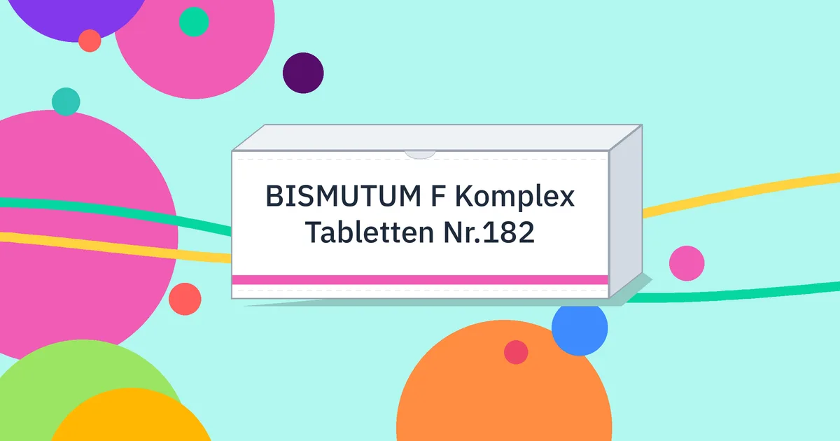 Symbolbild: Packung mit der Aufschrift BISMUTUM F Komplex Tabletten Nr.182 (PZN 04484816) – Verfügbarkeit und Bezug in Apotheken in Frankfurt am Main