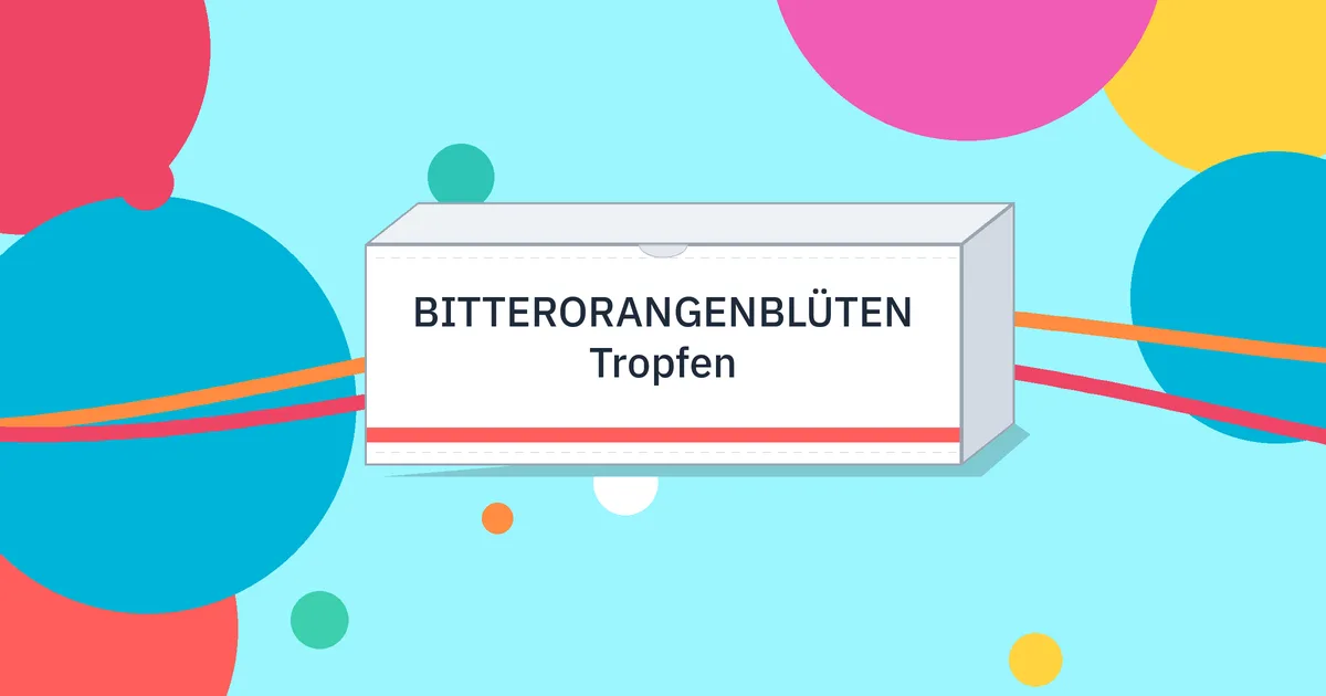 Symbolbild: Packung mit der Aufschrift BITTERORANGENBLÜTEN Tropfen (PZN 11052460) – Verfügbarkeit und Bezug in Apotheken in Frankfurt am Main