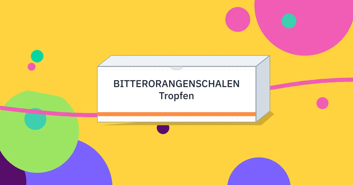 Symbolbild: Packung mit der Aufschrift BITTERORANGENSCHALEN Tropfen (PZN 11072882) – Verfügbarkeit und Bezug in Apotheken in Frankfurt am Main