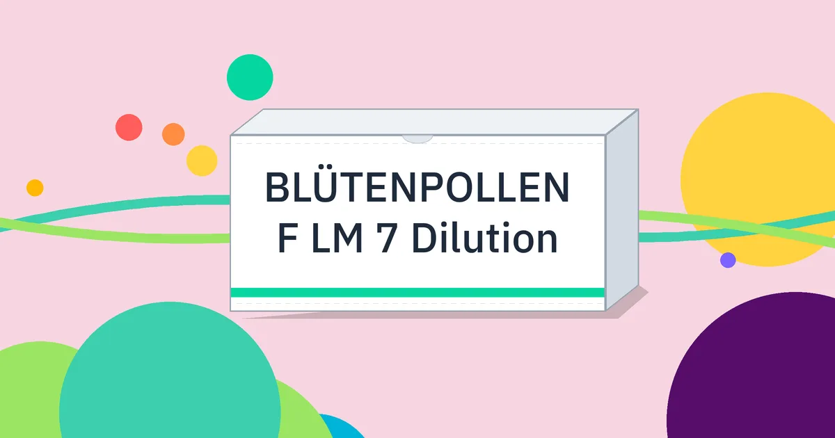 Symbolbild: Packung mit der Aufschrift BLÜTENPOLLEN F LM 7 Dilution (PZN 13389347) – Verfügbarkeit und Bezug in Apotheken in Frankfurt am Main