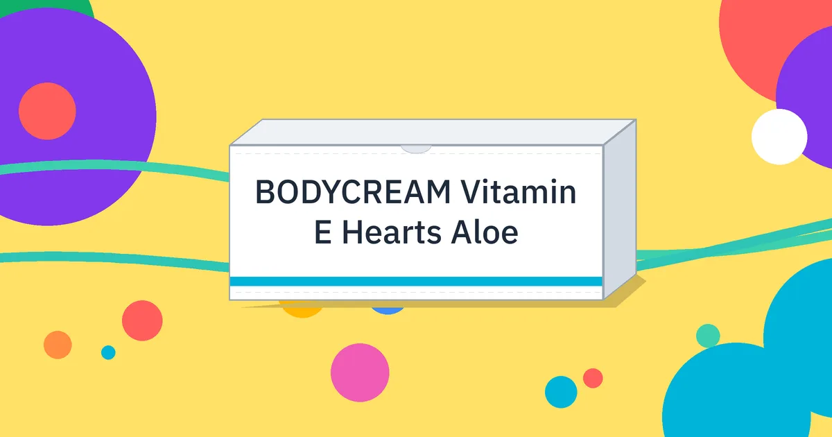 Symbolbild: Packung mit der Aufschrift BODYCREAM Vitamin E Hearts Aloe (PZN 03681845) – Verfügbarkeit und Bezug in Apotheken in Frankfurt am Main