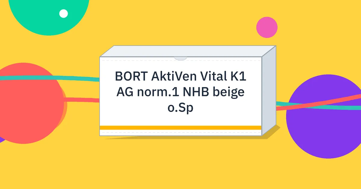 Symbolbild: Packung mit der Aufschrift BORT AktiVen Vital K1 AG norm.1 NHB beige o.Sp (PZN 13730711) – Verfügbarkeit und Bezug in Apotheken in Frankfurt am Main
