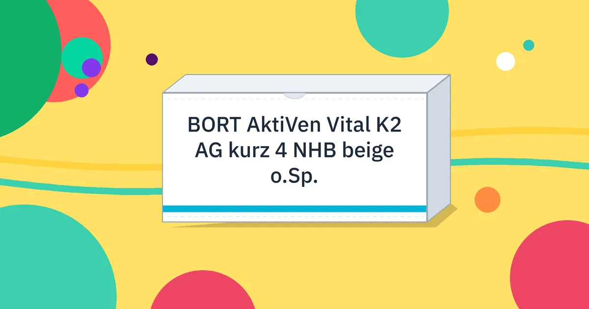 Symbolbild: Packung mit der Aufschrift BORT AktiVen Vital K2 AG kurz 4 NHB beige o.Sp. (PZN 13731515) – Verfügbarkeit und Bezug in Apotheken in Frankfurt am Main