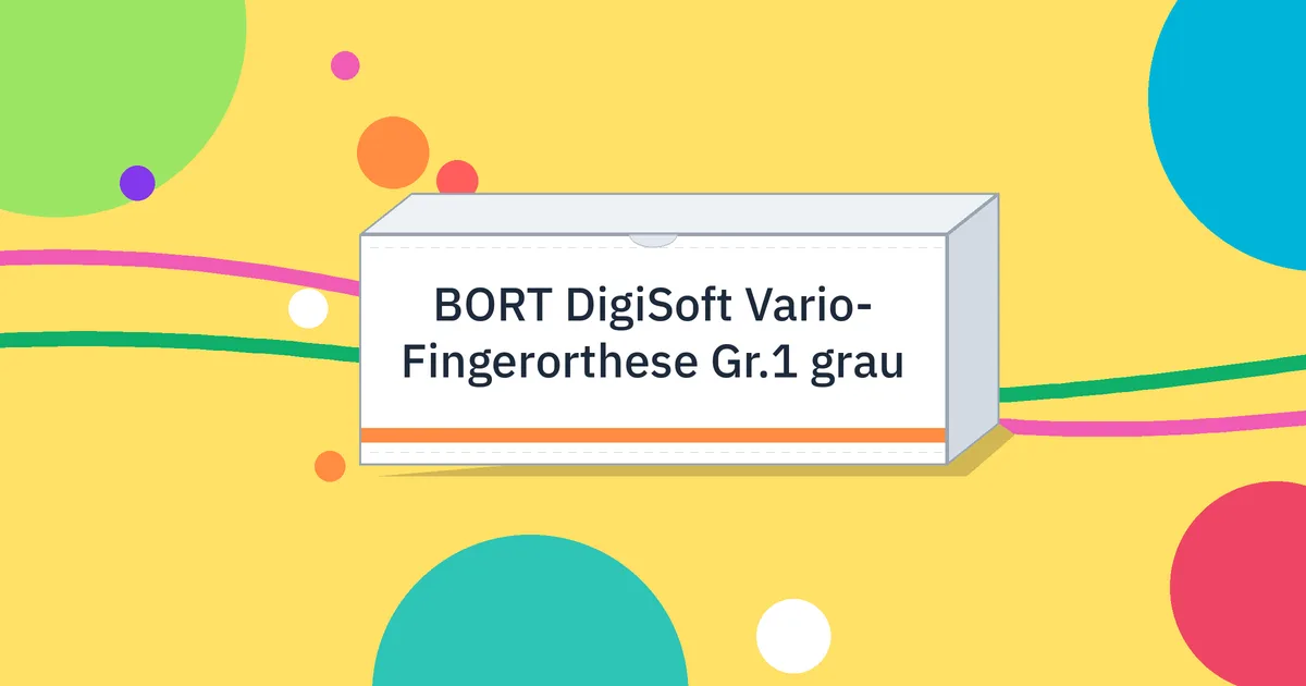 Symbolbild: Packung mit der Aufschrift BORT DigiSoft Vario-Fingerorthese Gr.1 grau (PZN 19634687) – Verfügbarkeit und Bezug in Apotheken in Frankfurt am Main