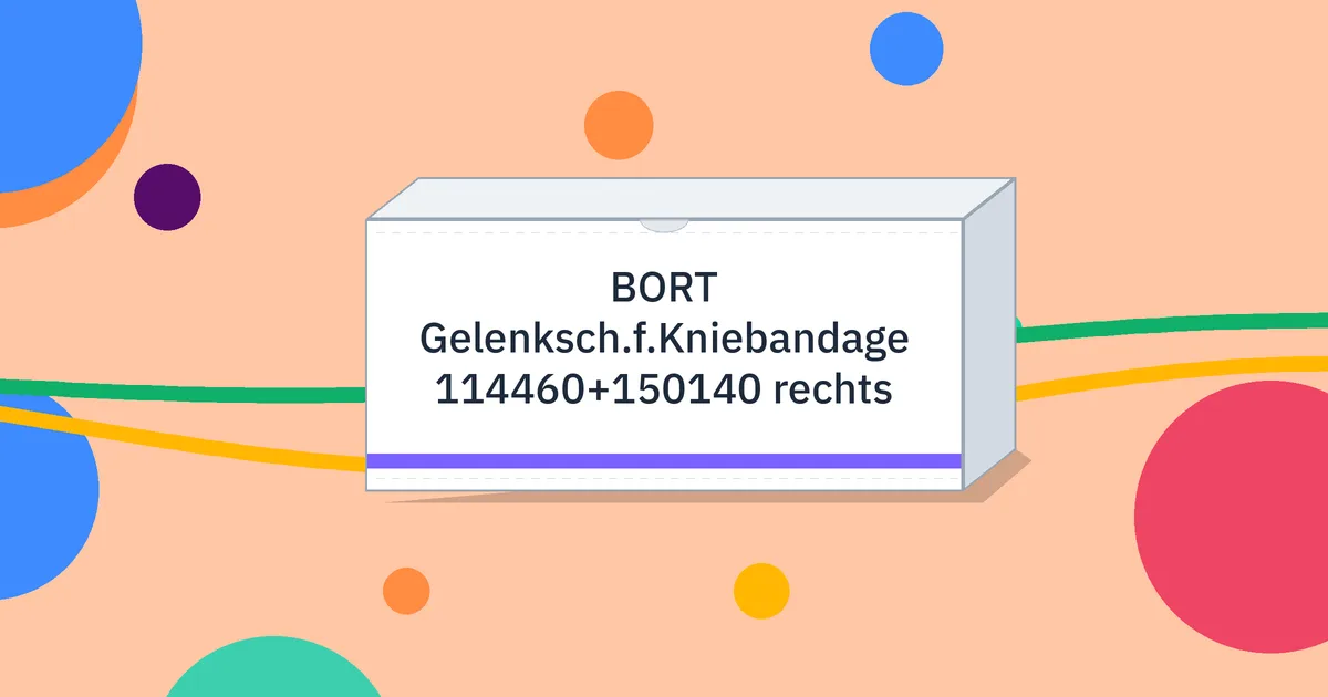 Symbolbild: Packung mit der Aufschrift BORT Gelenksch.f.Kniebandage 114460+150140 rechts (PZN 11582086) – Verfügbarkeit und Bezug in Apotheken in Frankfurt am Main
