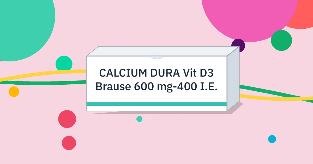 Symbolbild: Packung mit der Aufschrift CALCIUM DURA Vit D3 Brause 600 mg-400 I.E. (PZN 01397436) – Verfügbarkeit und Bezug in Apotheken in Frankfurt am Main
