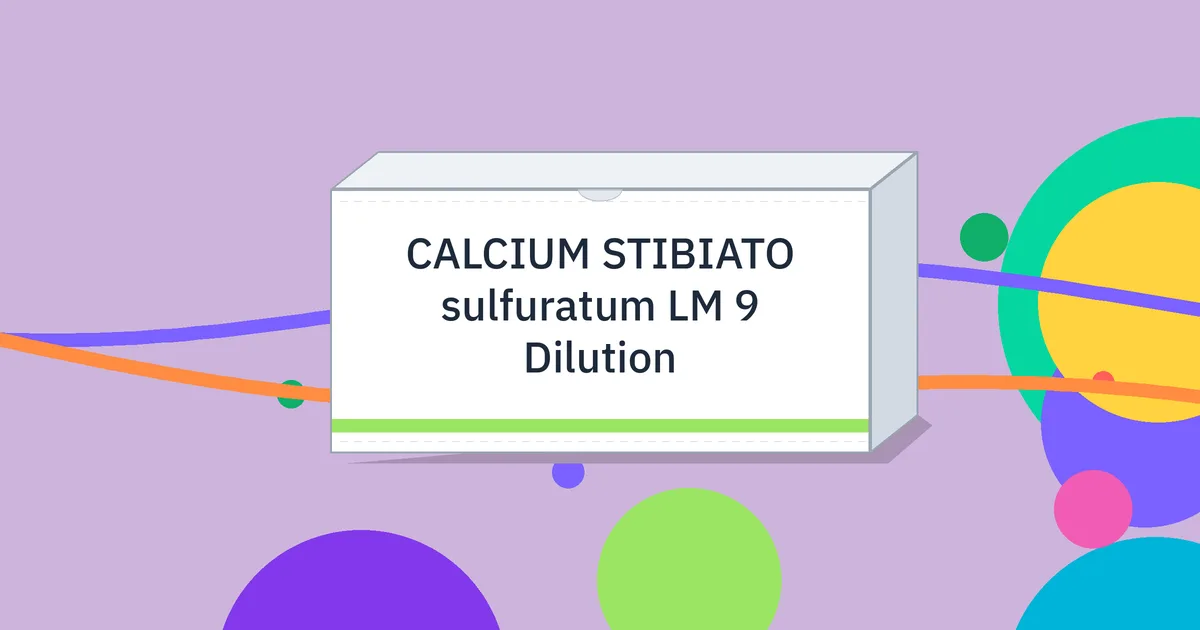 Symbolbild: Packung mit der Aufschrift CALCIUM STIBIATO sulfuratum LM 9 Dilution (PZN 12806501) – Verfügbarkeit und Bezug in Apotheken in Frankfurt am Main