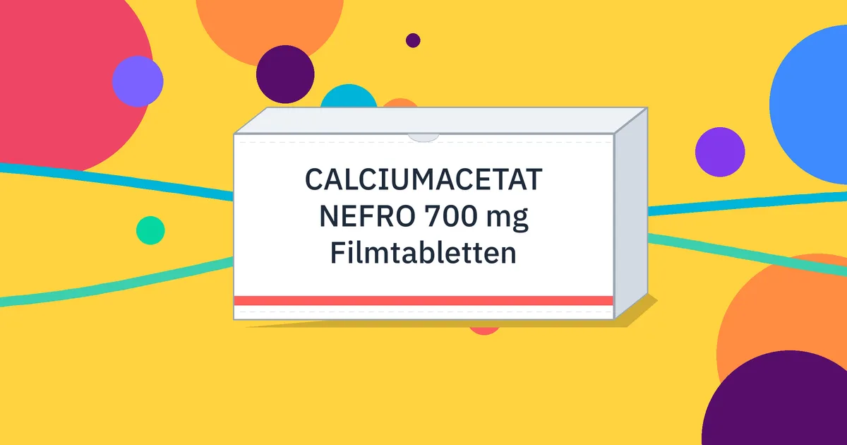 Symbolbild: Packung mit der Aufschrift CALCIUMACETAT NEFRO 700 mg Filmtabletten (PZN 04133229) – Verfügbarkeit und Bezug in Apotheken in Frankfurt am Main