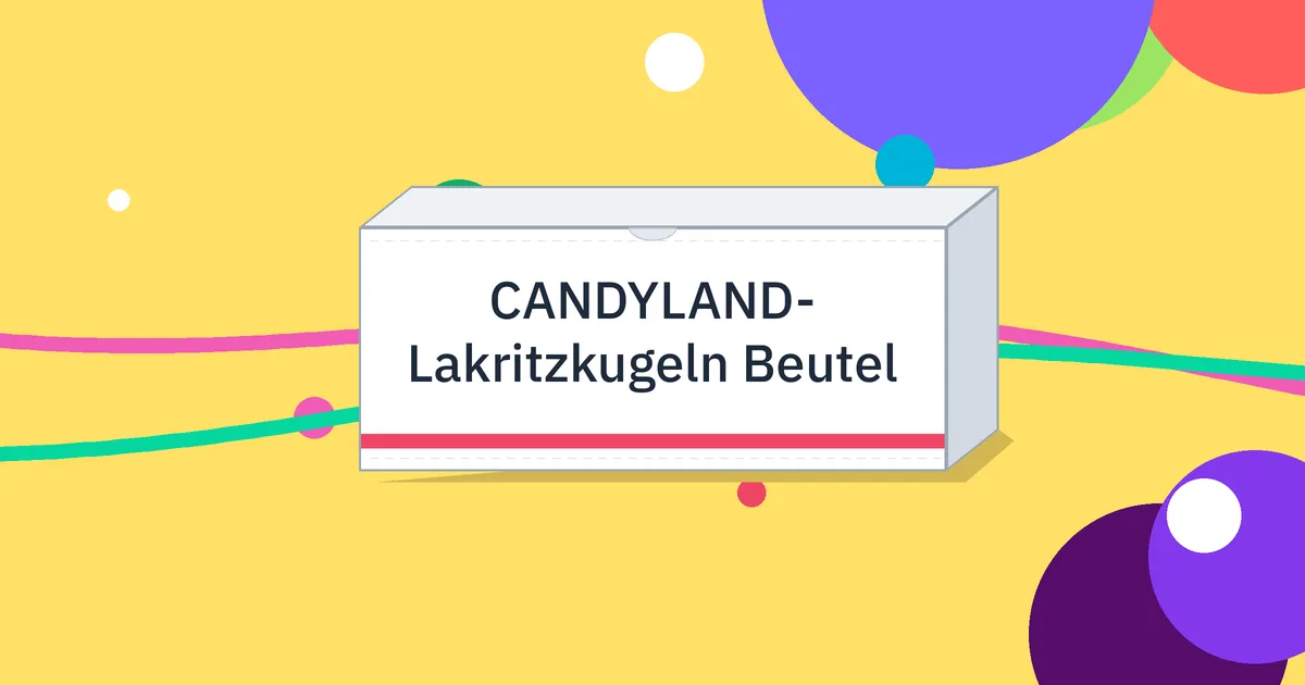 Symbolbild: Packung mit der Aufschrift CANDYLAND-Lakritzkugeln Beutel (PZN 12495225) – Verfügbarkeit und Bezug in Apotheken in Frankfurt am Main