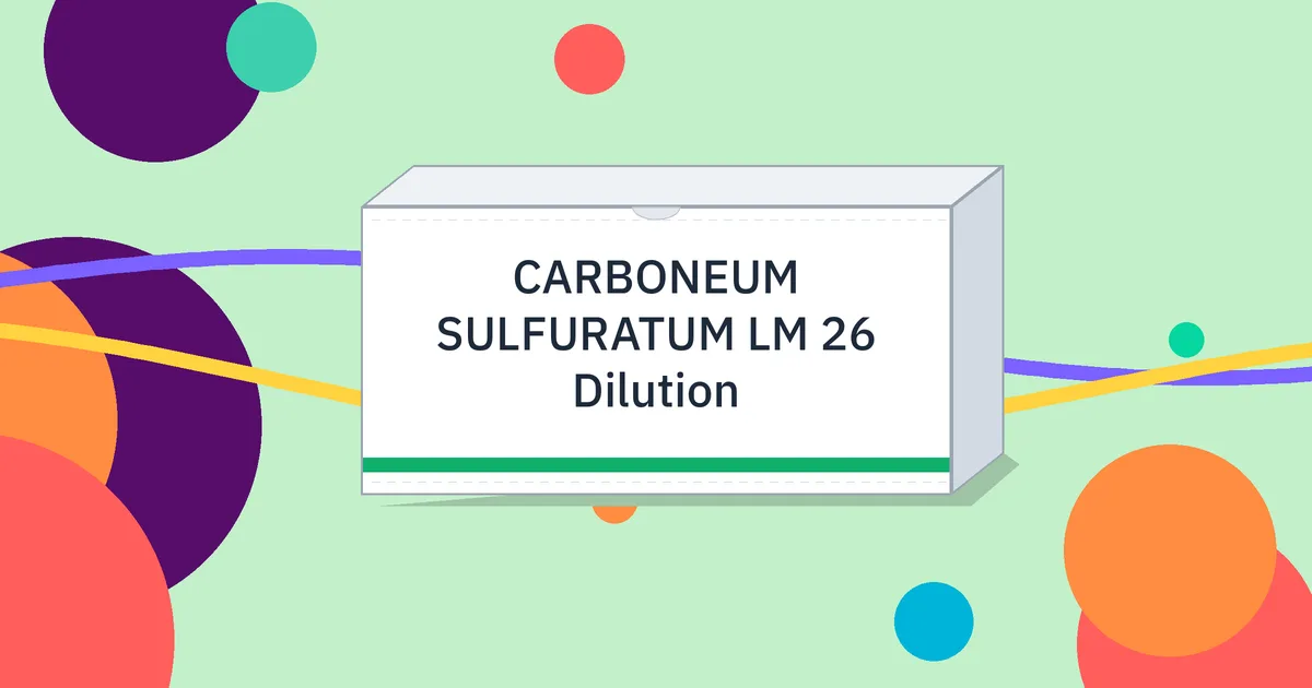 Symbolbild: Packung mit der Aufschrift CARBONEUM SULFURATUM LM 26 Dilution (PZN 12810052) – Verfügbarkeit und Bezug in Apotheken in Frankfurt am Main