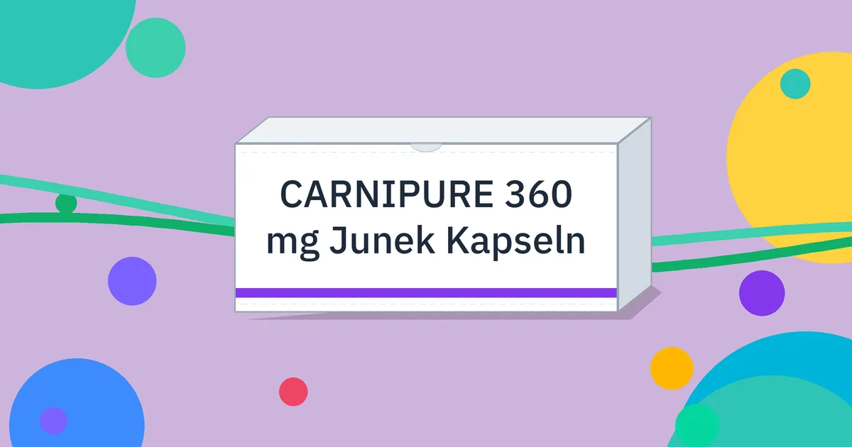 Symbolbild: Packung mit der Aufschrift CARNIPURE 360 mg Junek Kapseln (PZN 00986863) – Verfügbarkeit und Bezug in Apotheken in Frankfurt am Main