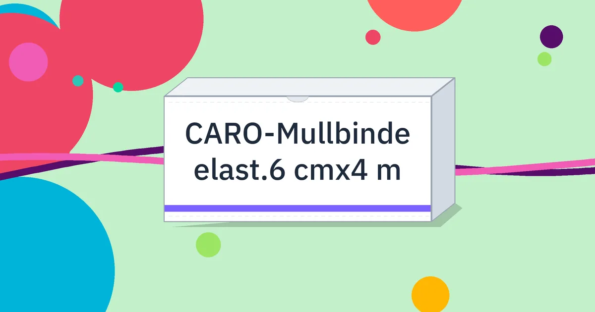 Symbolbild: Packung mit der Aufschrift CARO-Mullbinde elast.6 cmx4 m (PZN 11670229) – Verfügbarkeit und Bezug in Apotheken in Frankfurt am Main