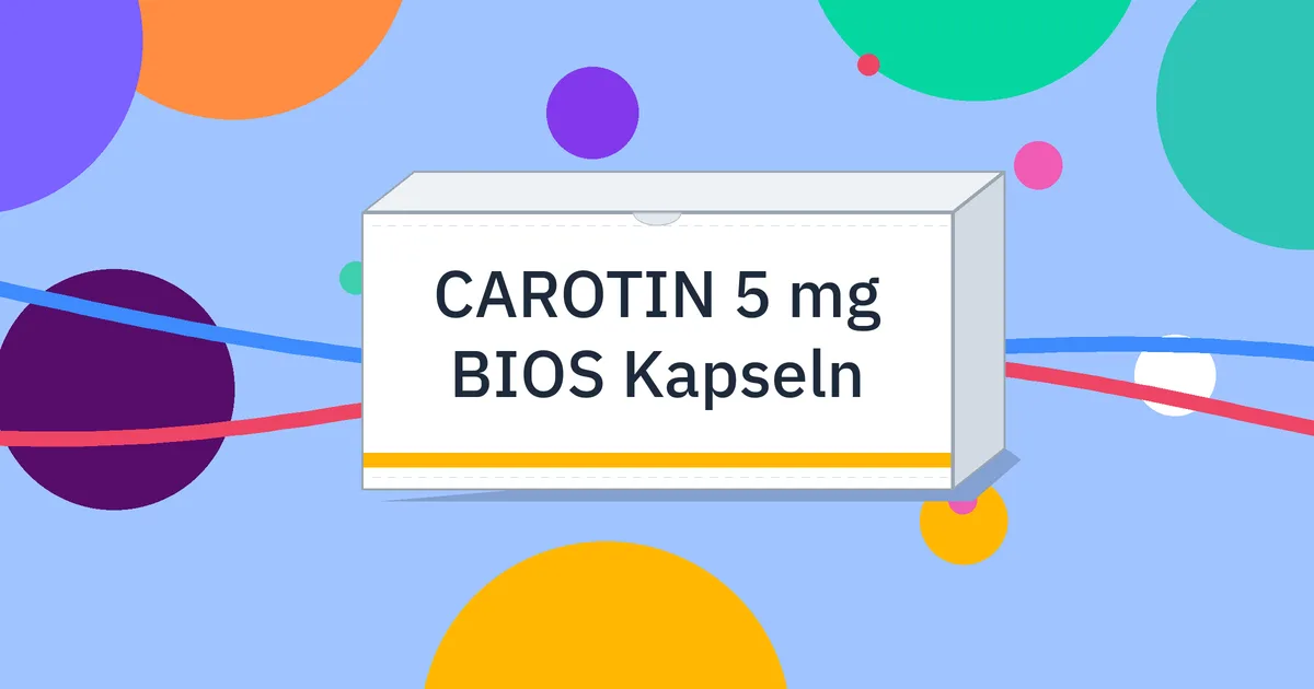 Symbolbild: Packung mit der Aufschrift CAROTIN 5 mg BIOS Kapseln (PZN 09073696) – Verfügbarkeit und Bezug in Apotheken in Frankfurt am Main