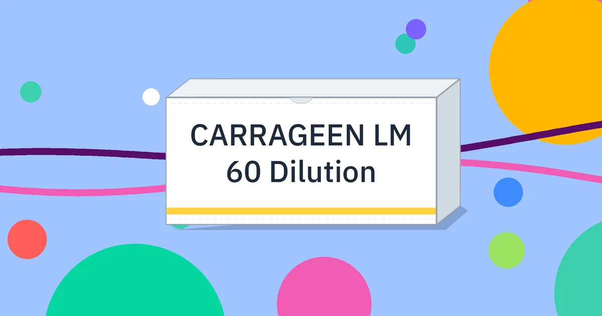 Symbolbild: Packung mit der Aufschrift CARRAGEEN LM 60 Dilution (PZN 13431285) – Verfügbarkeit und Bezug in Apotheken in Frankfurt am Main