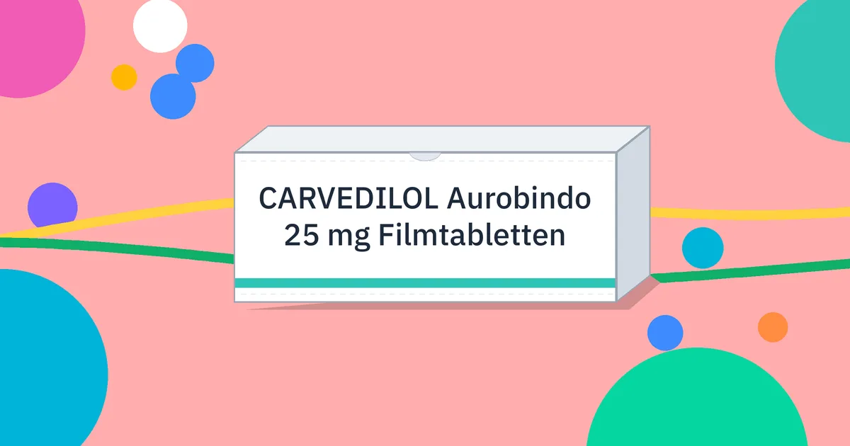 Symbolbild: Packung mit der Aufschrift CARVEDILOL Aurobindo 25 mg Filmtabletten (PZN 02593659) – Verfügbarkeit und Bezug in Apotheken in Frankfurt am Main