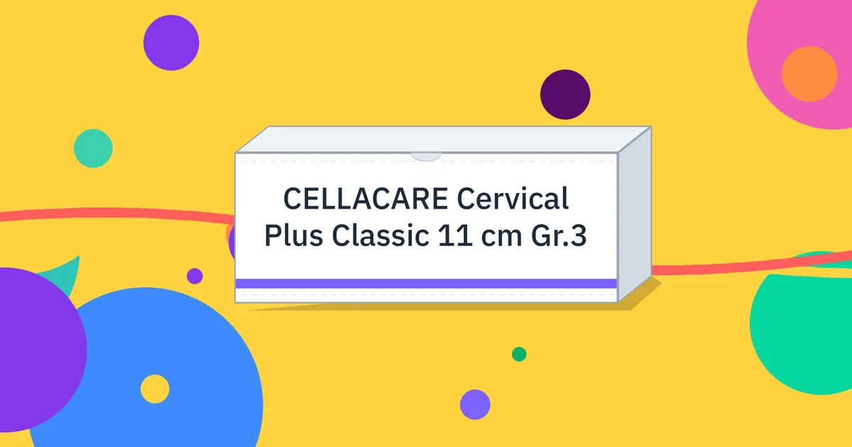 Symbolbild: Packung mit der Aufschrift CELLACARE Cervical Plus Classic 11 cm Gr.3 (PZN 20549432) – Verfügbarkeit und Bezug in Apotheken in Frankfurt am Main