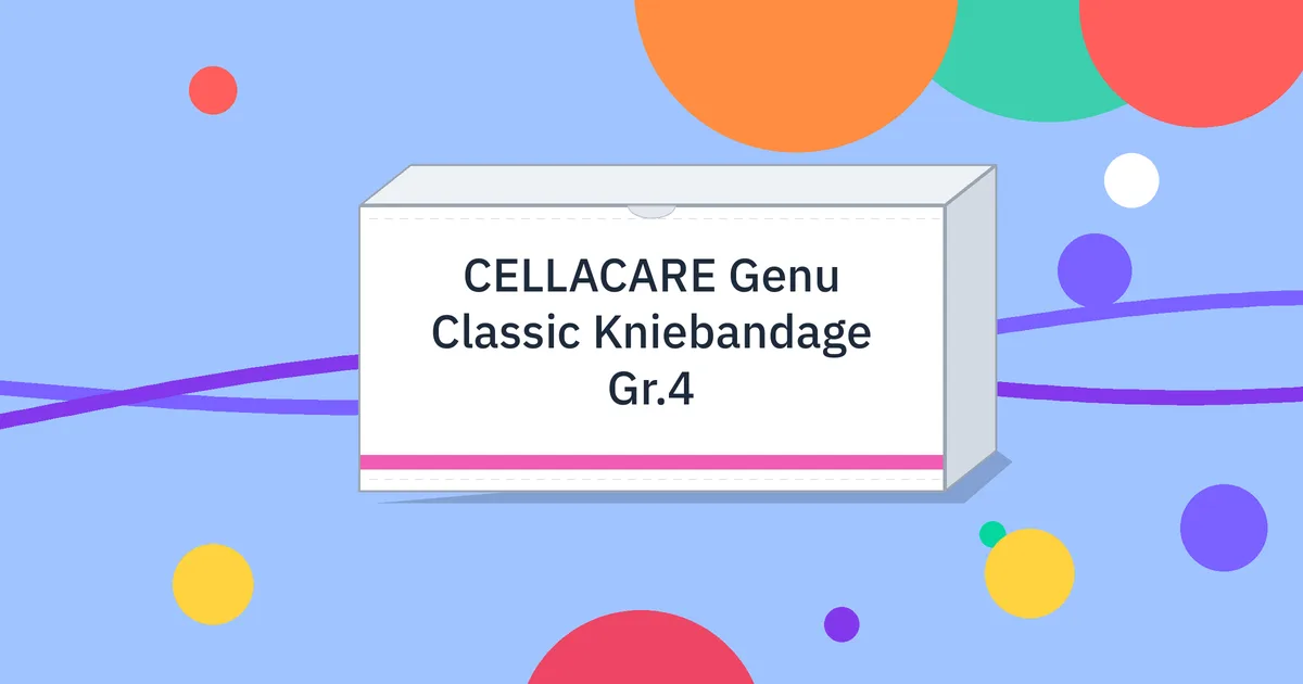 Symbolbild: Packung mit der Aufschrift CELLACARE Genu Classic Kniebandage Gr.4 (PZN 19772461) – Verfügbarkeit und Bezug in Apotheken in Frankfurt am Main