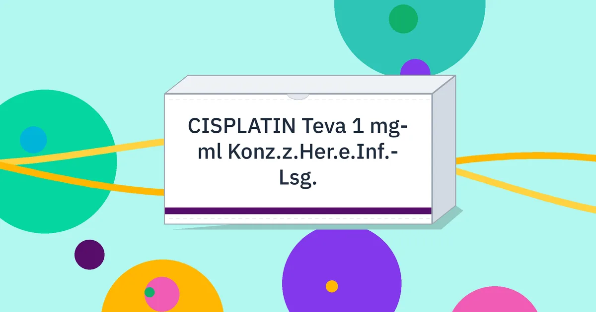 Symbolbild: Packung mit der Aufschrift CISPLATIN Teva 1 mg-ml Konz.z.Her.e.Inf.-Lsg. (PZN 06559665) – Verfügbarkeit und Bezug in Apotheken in Frankfurt am Main