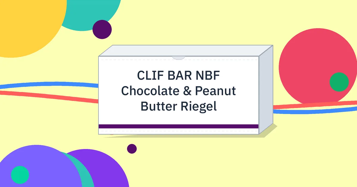 Symbolbild: Packung mit der Aufschrift CLIF BAR NBF Chocolate & Peanut Butter Riegel (PZN 20136049) – Verfügbarkeit und Bezug in Apotheken in Frankfurt am Main
