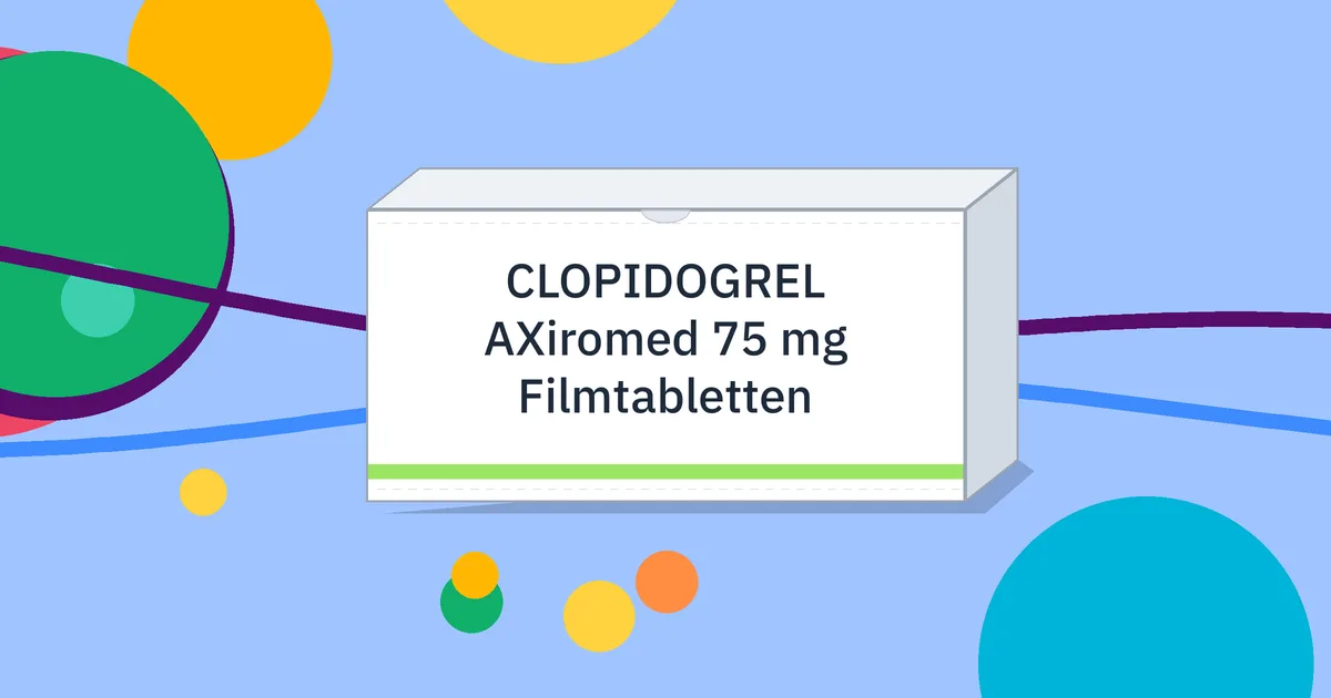Symbolbild: Packung mit der Aufschrift CLOPIDOGREL AXiromed 75 mg Filmtabletten (PZN 18488396) – Verfügbarkeit und Bezug in Apotheken in Frankfurt am Main