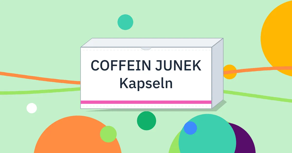 Symbolbild: Packung mit der Aufschrift COFFEIN JUNEK Kapseln (PZN 10052601) – Verfügbarkeit und Bezug in Apotheken in Frankfurt am Main