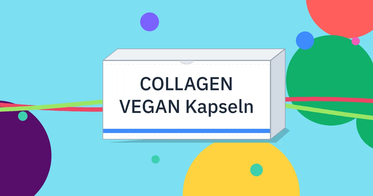 Symbolbild: Packung mit der Aufschrift COLLAGEN VEGAN Kapseln (PZN 12144595) – Verfügbarkeit und Bezug in Apotheken in Frankfurt am Main