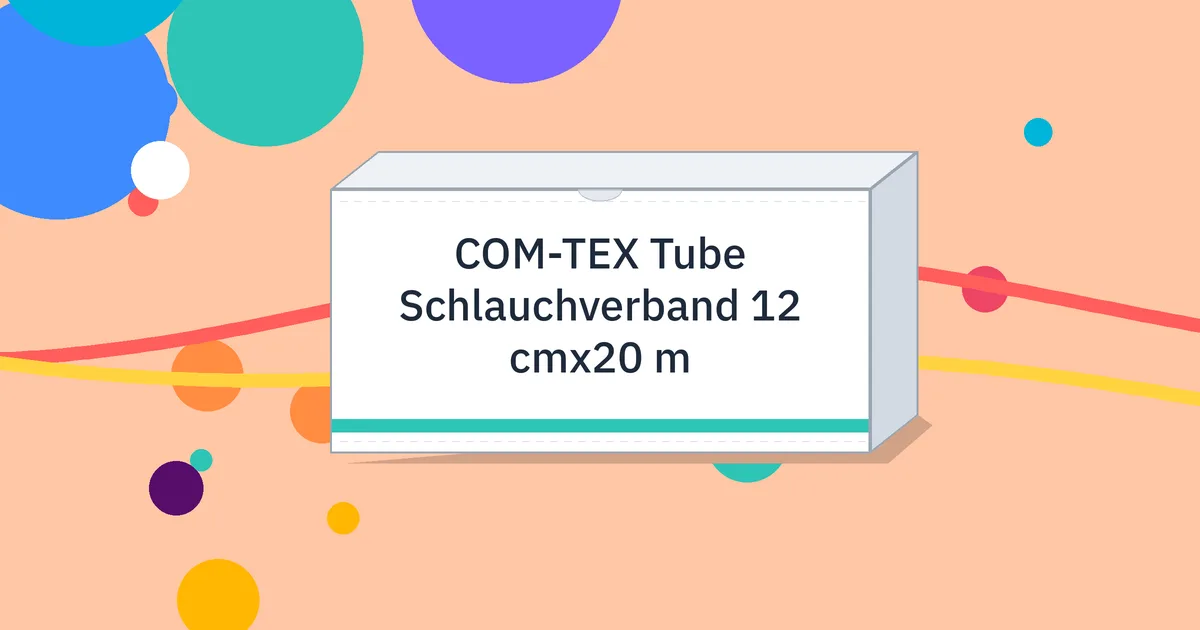 Symbolbild: Packung mit der Aufschrift COM-TEX Tube Schlauchverband 12 cmx20 m (PZN 04723310) – Verfügbarkeit und Bezug in Apotheken in Frankfurt am Main