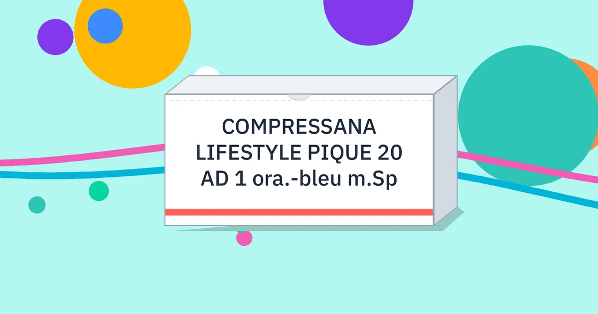 Symbolbild: Packung mit der Aufschrift COMPRESSANA LIFESTYLE PIQUE 20 AD 1 ora.-bleu m.Sp (PZN 19476840) – Verfügbarkeit und Bezug in Apotheken in Frankfurt am Main
