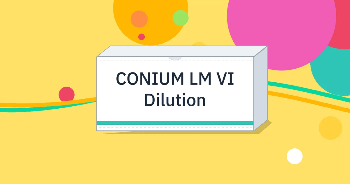 Symbolbild: Packung mit der Aufschrift CONIUM LM VI Dilution (PZN 02668216) – Verfügbarkeit und Bezug in Apotheken in Frankfurt am Main