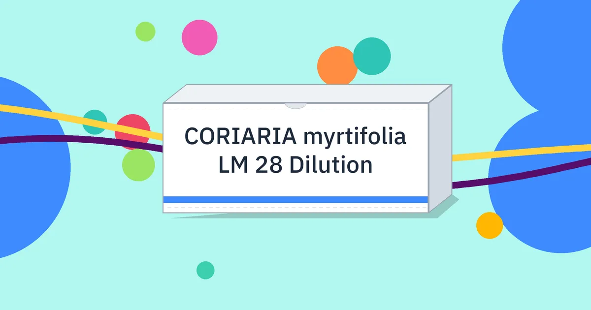 Symbolbild: Packung mit der Aufschrift CORIARIA myrtifolia LM 28 Dilution (PZN 13451879) – Verfügbarkeit und Bezug in Apotheken in Frankfurt am Main