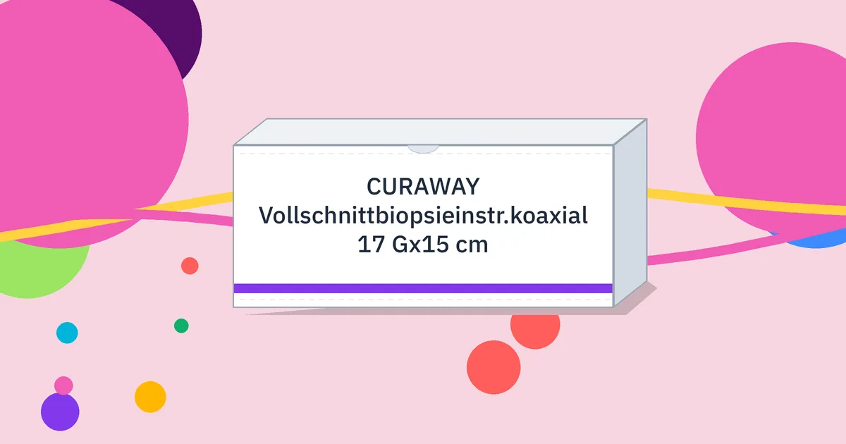 Symbolbild: Packung mit der Aufschrift CURAWAY Vollschnittbiopsieinstr.koaxial 17 Gx15 cm (PZN 20030233) – Verfügbarkeit und Bezug in Apotheken in Frankfurt am Main