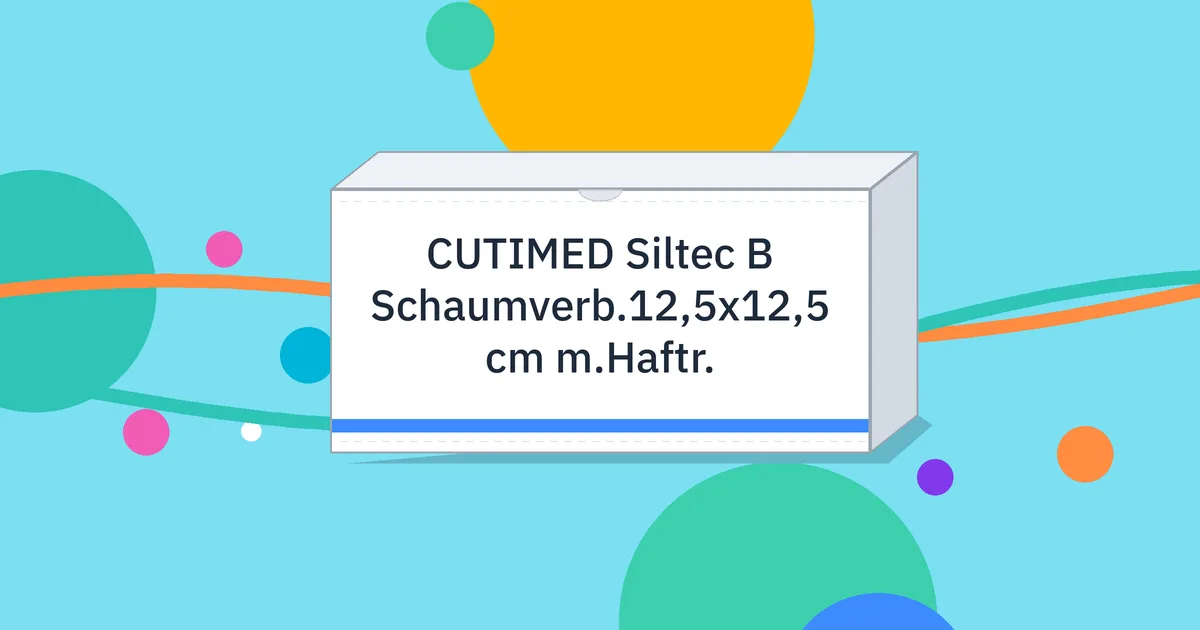 Symbolbild: Packung mit der Aufschrift CUTIMED Siltec B Schaumverb.12,5x12,5 cm m.Haftr. (PZN 17907885) – Verfügbarkeit und Bezug in Apotheken in Frankfurt am Main