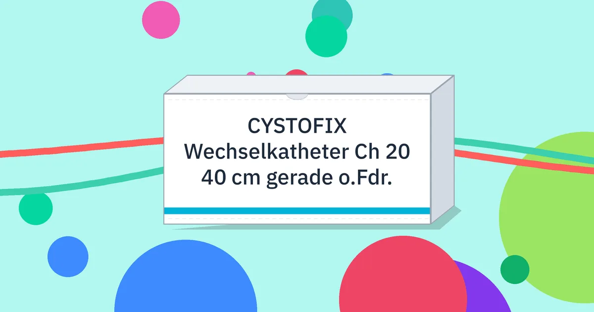 Symbolbild: Packung mit der Aufschrift CYSTOFIX Wechselkatheter Ch 20 40 cm gerade o.Fdr. (PZN 11156521) – Verfügbarkeit und Bezug in Apotheken in Frankfurt am Main