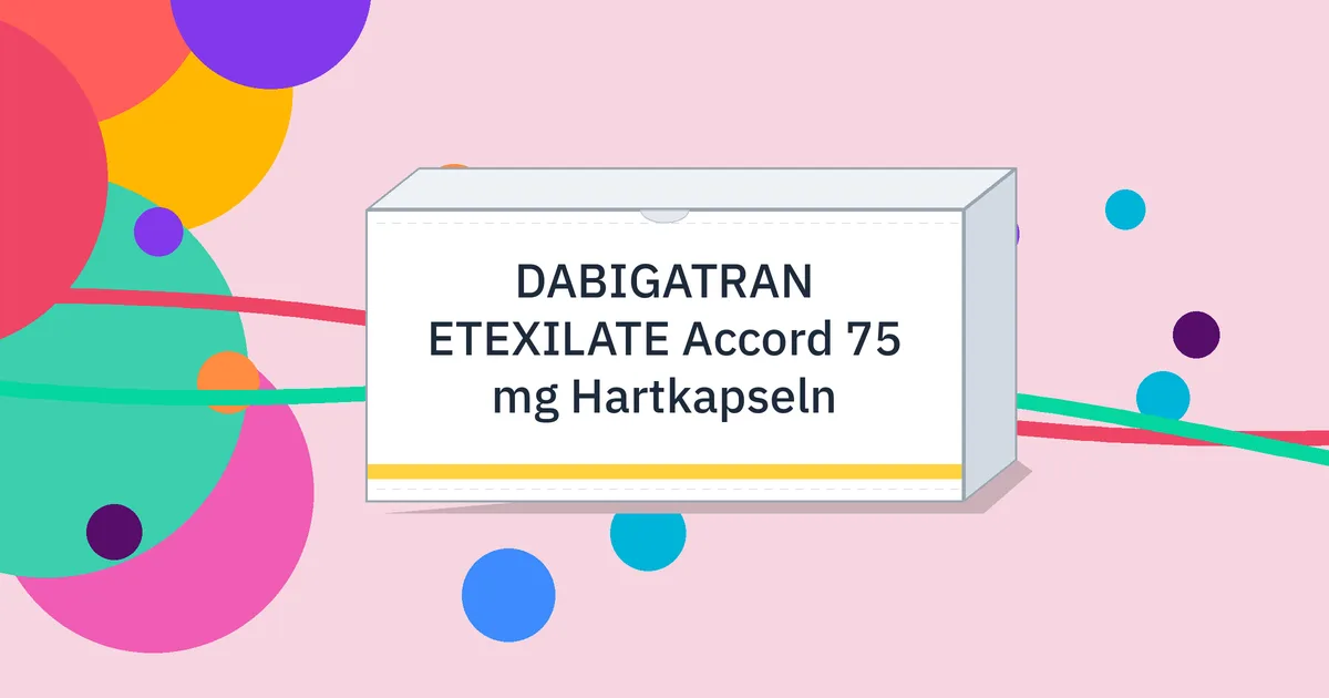 Symbolbild: Packung mit der Aufschrift DABIGATRAN ETEXILATE Accord 75 mg Hartkapseln (PZN 19434037) – Verfügbarkeit und Bezug in Apotheken in Frankfurt am Main