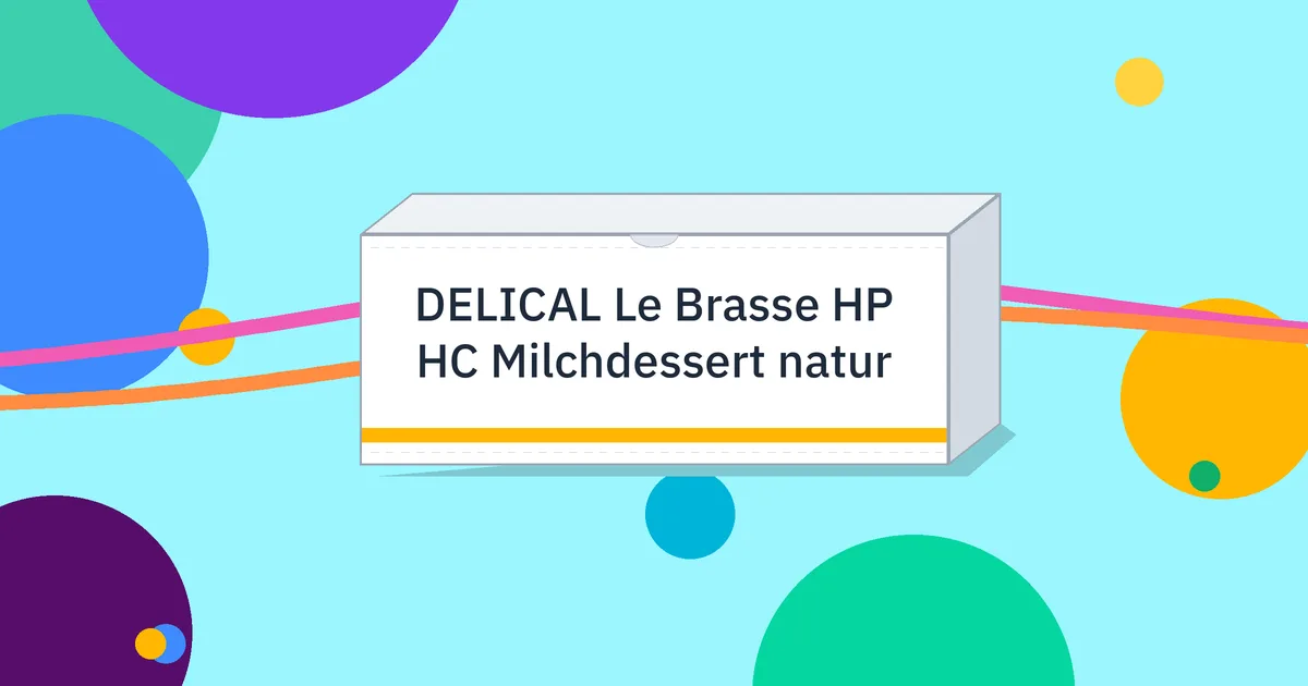 Symbolbild: Packung mit der Aufschrift DELICAL Le Brasse HP HC Milchdessert natur (PZN 16611208) – Verfügbarkeit und Bezug in Apotheken in Frankfurt am Main