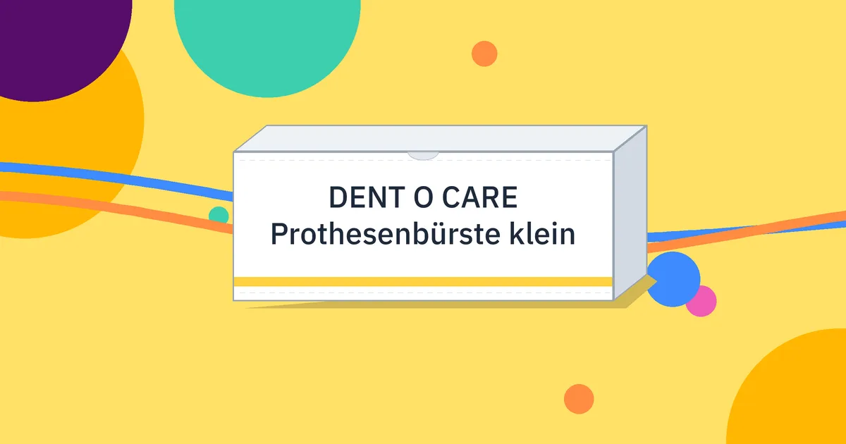 Symbolbild: Packung mit der Aufschrift DENT O CARE Prothesenbürste klein (PZN 02655403) – Verfügbarkeit und Bezug in Apotheken in Frankfurt am Main