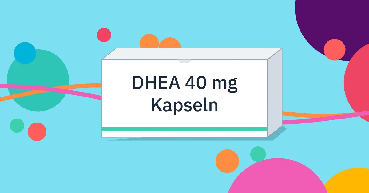 Symbolbild: Packung mit der Aufschrift DHEA 40 mg Kapseln (PZN 18718146) – Verfügbarkeit und Bezug in Apotheken in Frankfurt am Main