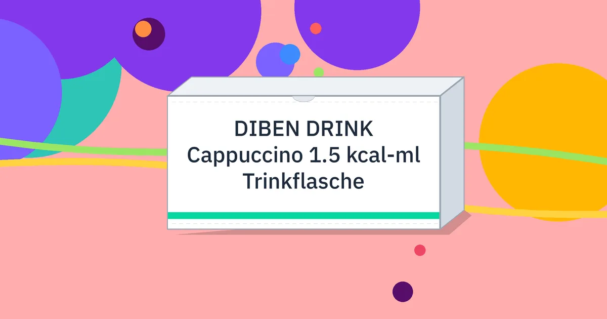 Symbolbild: Packung mit der Aufschrift DIBEN DRINK Cappuccino 1.5 kcal-ml Trinkflasche (PZN 05905237) – Verfügbarkeit und Bezug in Apotheken in Frankfurt am Main