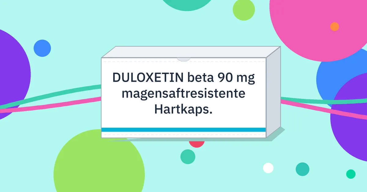Symbolbild: Packung mit der Aufschrift DULOXETIN beta 90 mg magensaftresistente Hartkaps. (PZN 18075725) – Verfügbarkeit und Bezug in Apotheken in Frankfurt am Main