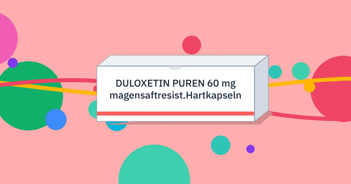 Symbolbild: Packung mit der Aufschrift DULOXETIN PUREN 60 mg magensaftresist.Hartkapseln (PZN 12471779) – Verfügbarkeit und Bezug in Apotheken in Frankfurt am Main