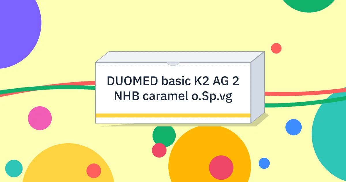 Symbolbild: Packung mit der Aufschrift DUOMED basic K2 AG 2 NHB caramel o.Sp.vg (PZN 20908641) – Verfügbarkeit und Bezug in Apotheken in Frankfurt am Main