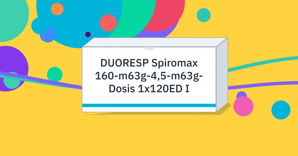 Symbolbild: Packung mit der Aufschrift DUORESP Spiromax 160-m63g-4,5-m63g-Dosis 1x120ED I (PZN 15561543) – Verfügbarkeit und Bezug in Apotheken in Frankfurt am Main