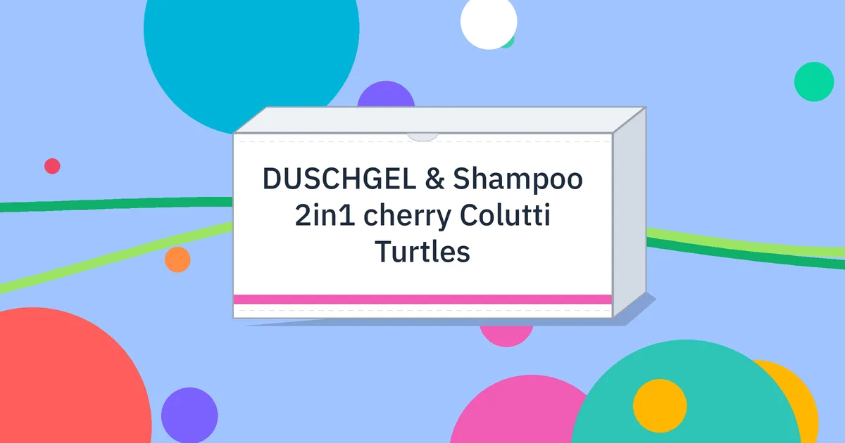 Symbolbild: Packung mit der Aufschrift DUSCHGEL & Shampoo 2in1 cherry Colutti Turtles (PZN 11349332) – Verfügbarkeit und Bezug in Apotheken in Frankfurt am Main