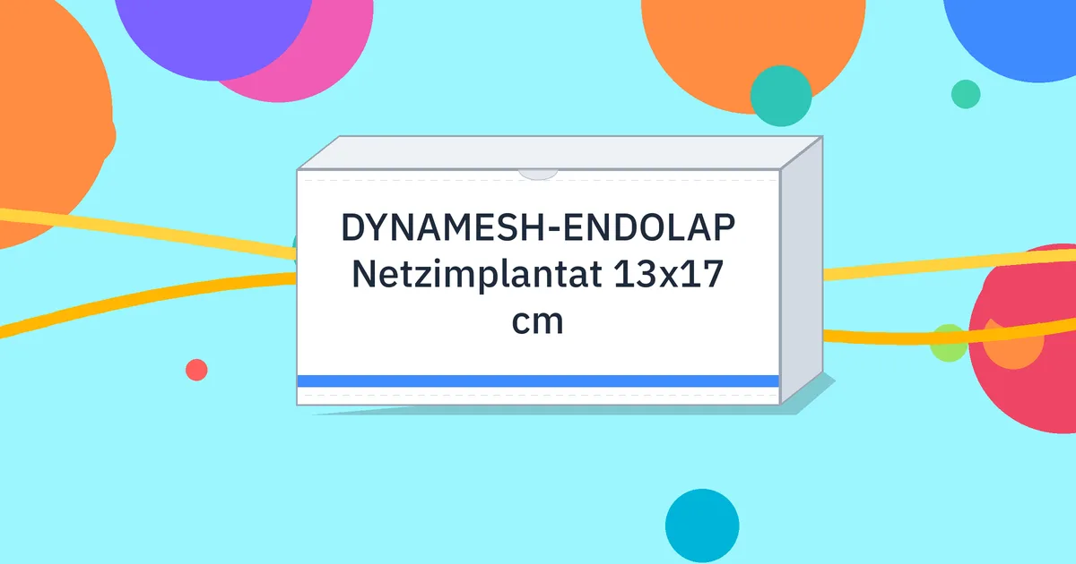 Symbolbild: Packung mit der Aufschrift DYNAMESH-ENDOLAP Netzimplantat 13x17 cm (PZN 09254647) – Verfügbarkeit und Bezug in Apotheken in Frankfurt am Main