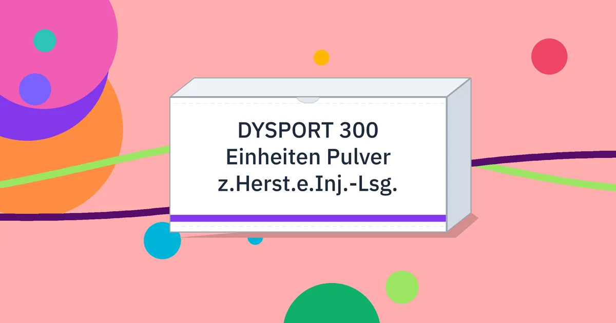 Symbolbild: Packung mit der Aufschrift DYSPORT 300 Einheiten Pulver z.Herst.e.Inj.-Lsg. (PZN 10519654) – Verfügbarkeit und Bezug in Apotheken in Frankfurt am Main