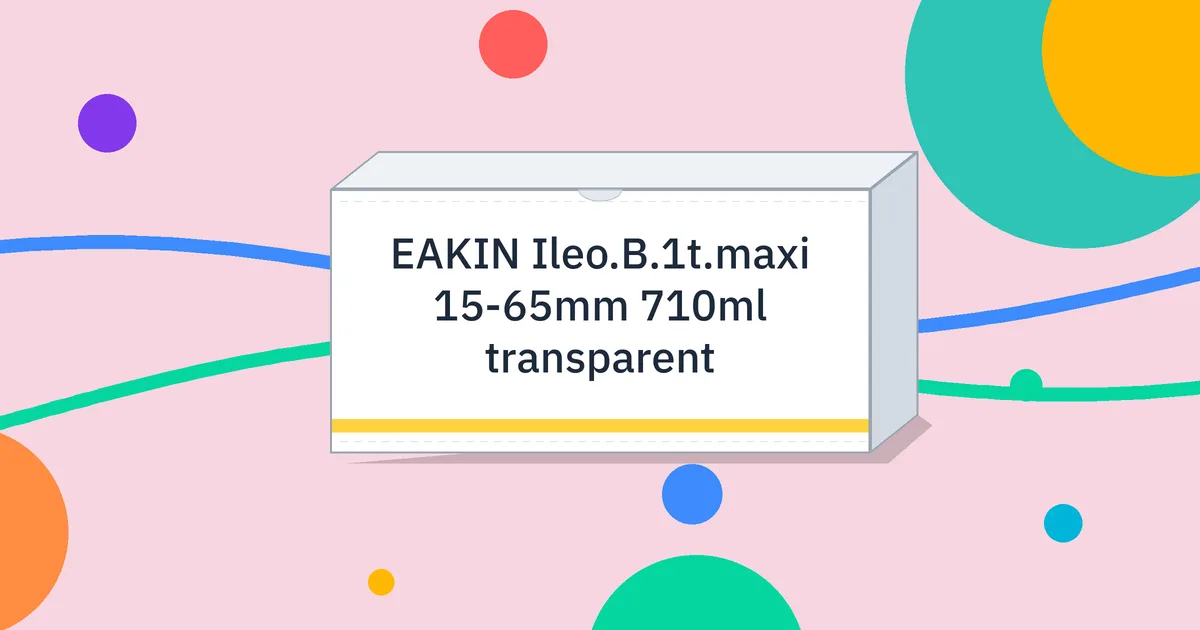 Symbolbild: Packung mit der Aufschrift EAKIN Ileo.B.1t.maxi 15-65mm 710ml transparent (PZN 09641634) – Verfügbarkeit und Bezug in Apotheken in Frankfurt am Main